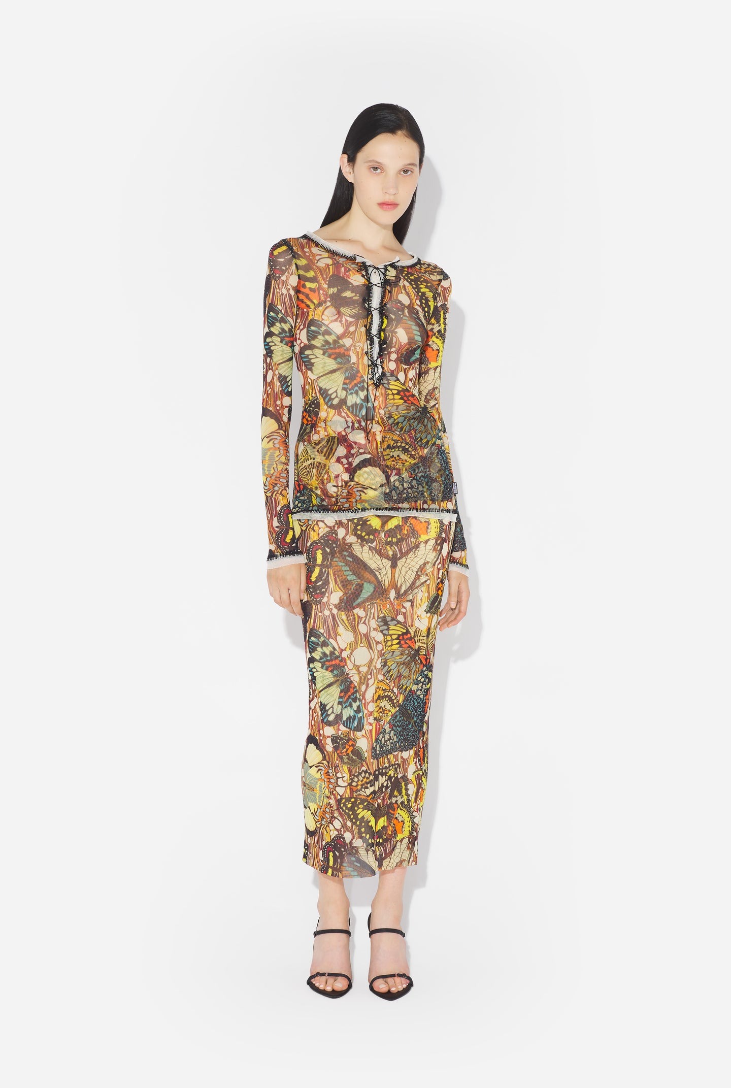 mesh top ls donna giallo e multicolor - JEAN PAUL GAULTIER - d — 2