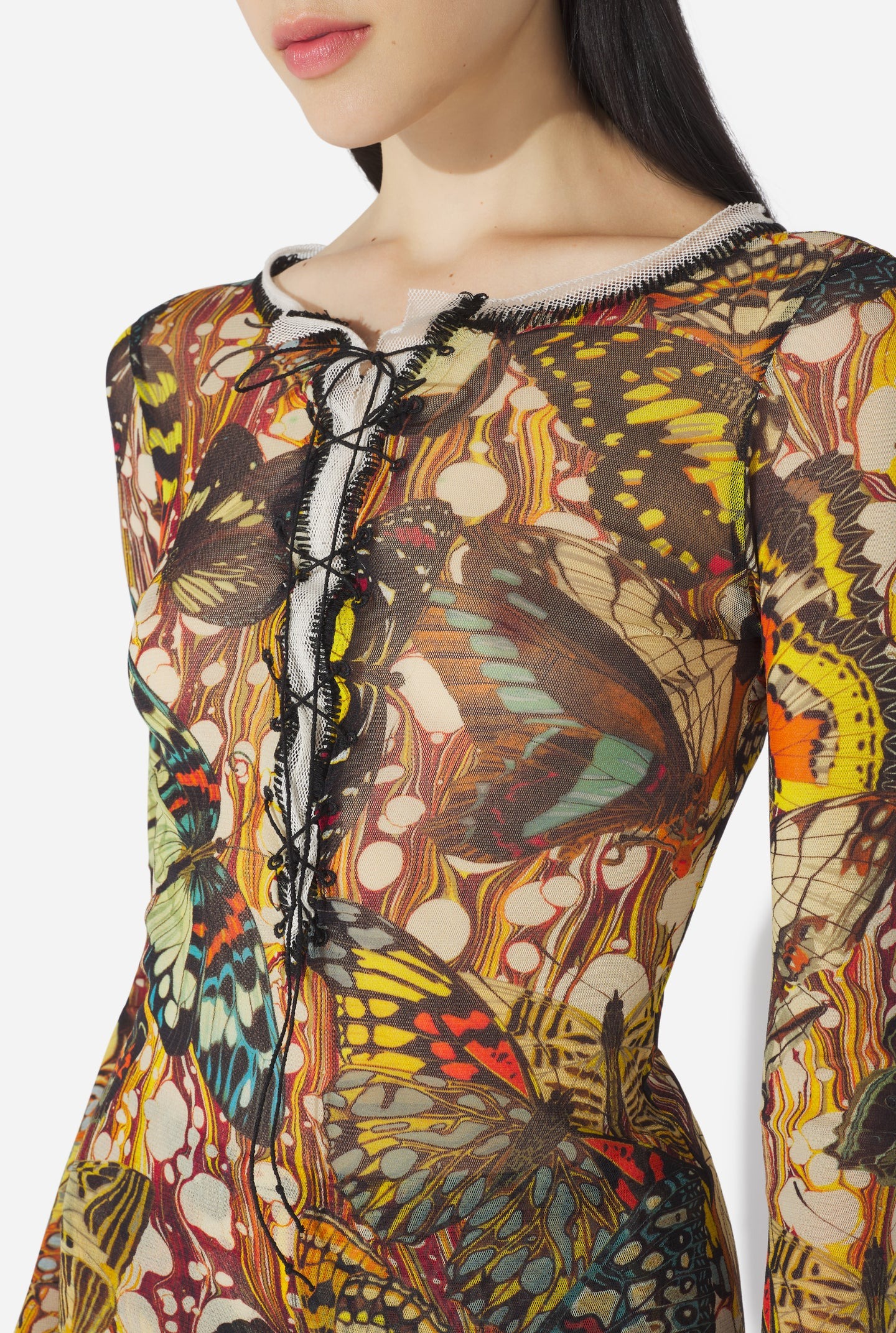 mesh top ls donna giallo e multicolor - JEAN PAUL GAULTIER - d — 2